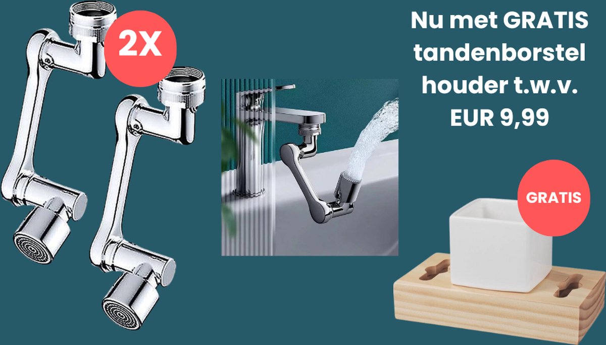 Kraan Verlengstuk 1080 Graden Draaibaar Set van 2 - Kraankop - ABS ...