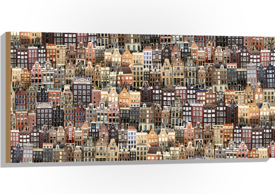 Hout - Patroon van de Amsterdamse Grachtenpanden - 100x50 cm - 9 mm dik ...