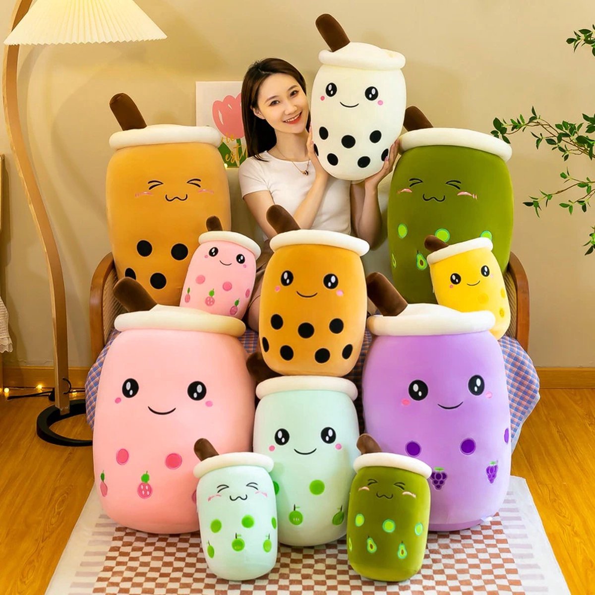 Mega Kawaii Kussen - Bubble Tea, Boba Knuffel 80cm - Squishy - Squish ...