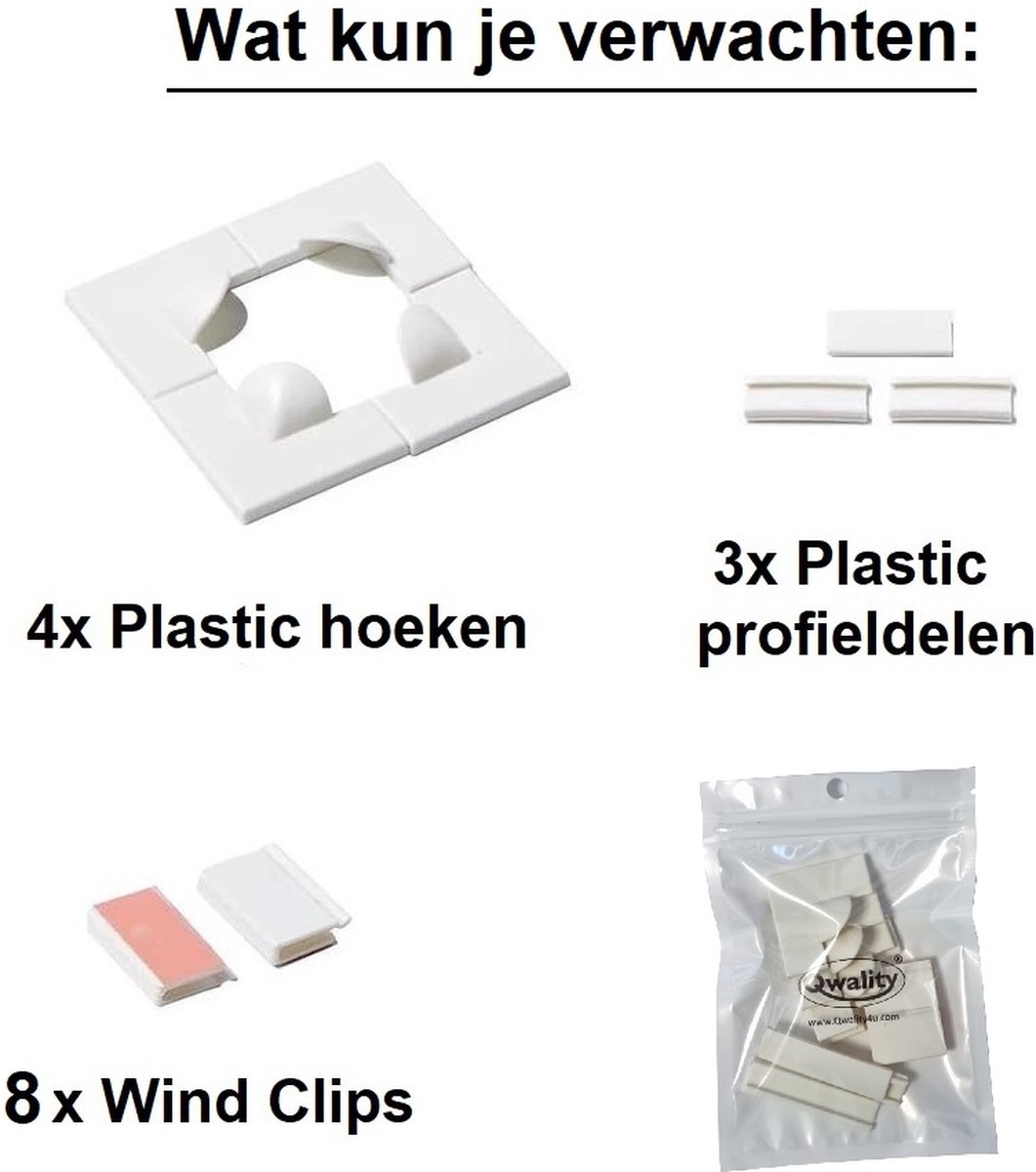 Losse set Hoekjes en Windclips voor Qwality Raamhor - Universele Raam ...