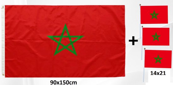 Vlag van Marokko - Nationale vlag van Marokko en driehandsvlaggen -vlag ...