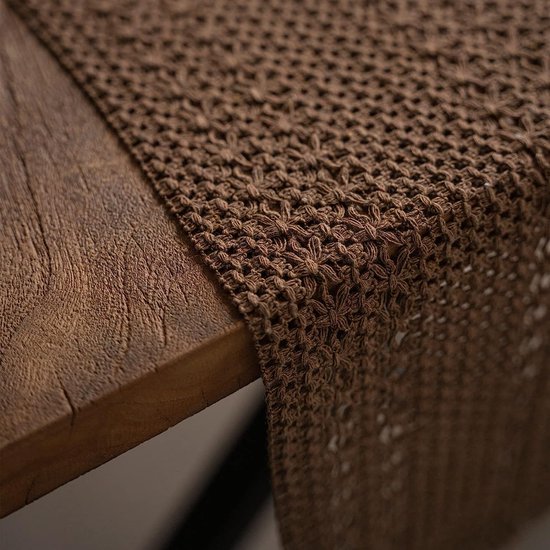 Macramé tafelloper boho katoenen vlas tafelloper met kwastjes, 30 x 180 cm... | bol