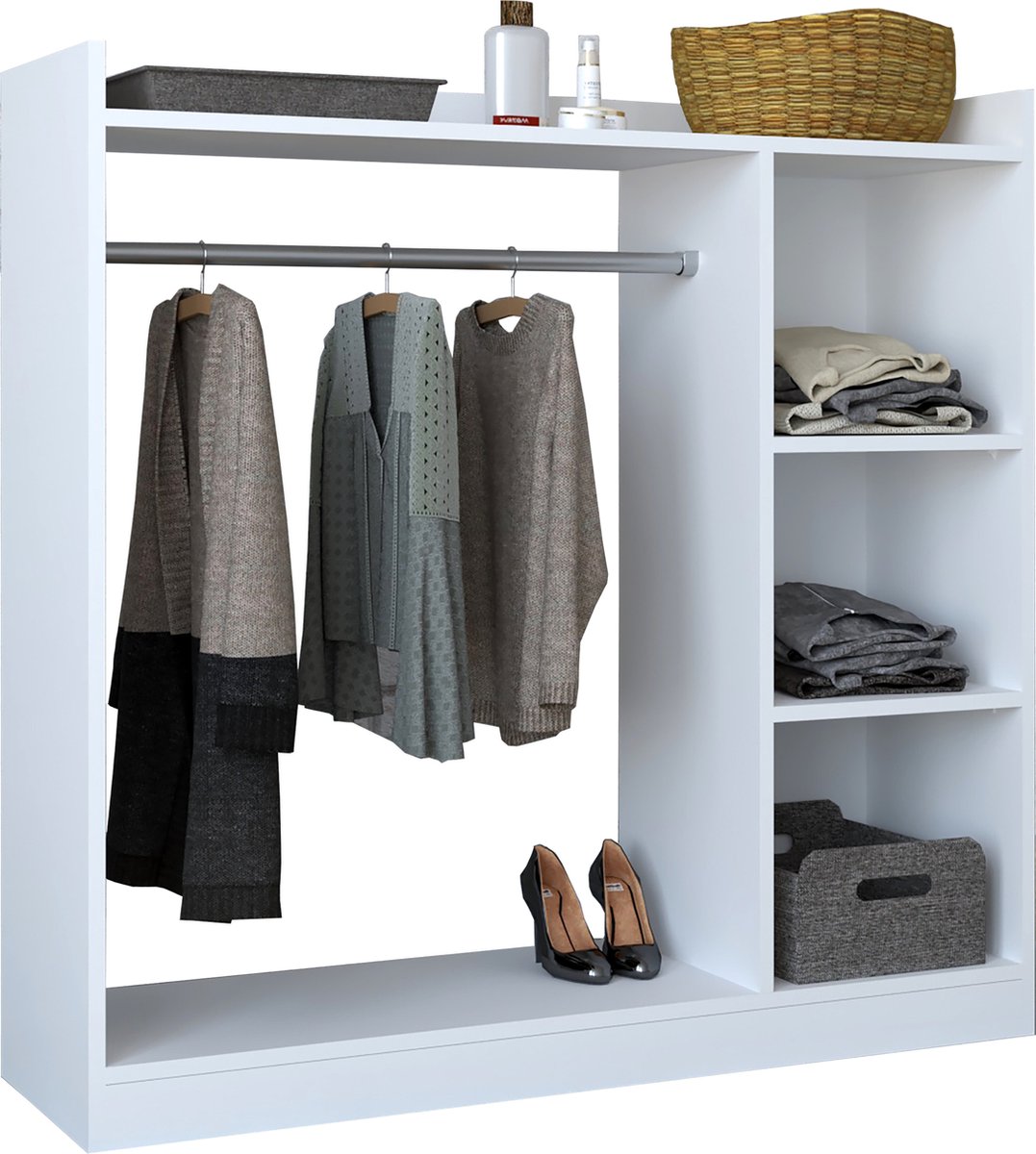 VCM Houten Open Garderobe Inloop Kledingrek Kledingstang Palosa Houten ...