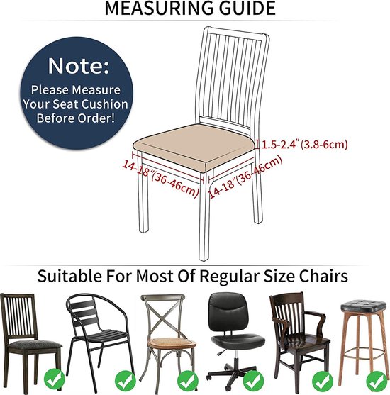 Stoelbekleding zitvlak set van 2, stretch overtrek voor stoelen ...