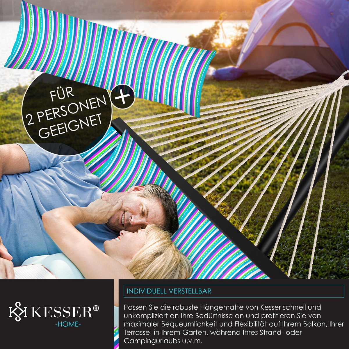 KESSER® Hangmat HILL met Frame Kussen Dubbele Hangmat voor 2 Personen ...