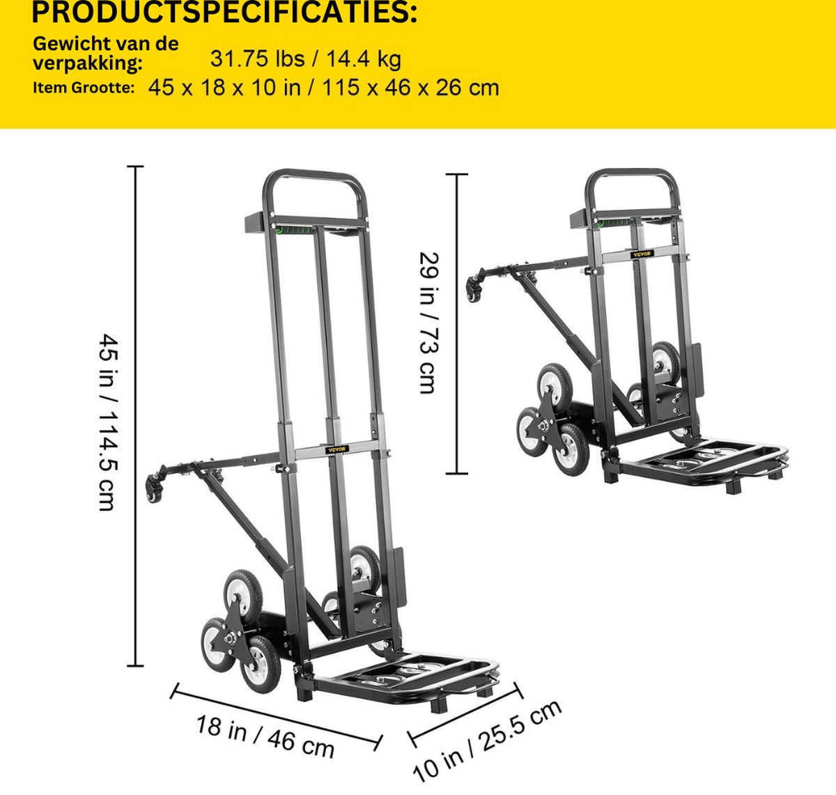 Steekwagen Opvouwbaar - Transportwagen Verstelbaar - Steekwagen ...