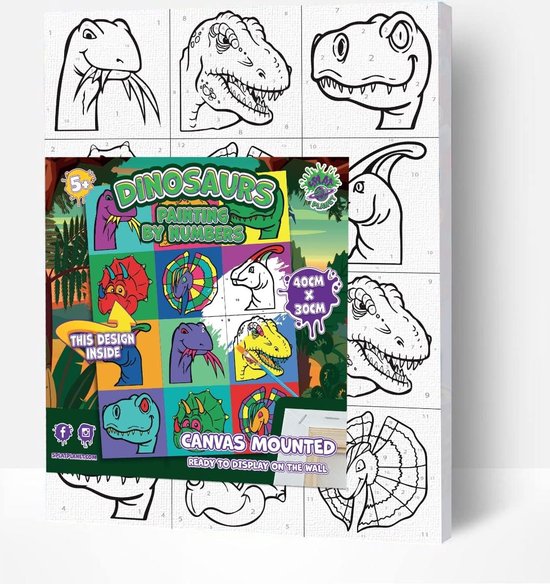 LANNOO CREATIVE SETS - Dinosaur Pop Art Paint By Numbers | bol