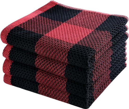 Set van 4 theedoeken, 100% katoen, 33 x 71 cm, zachte vaatdoeken ...