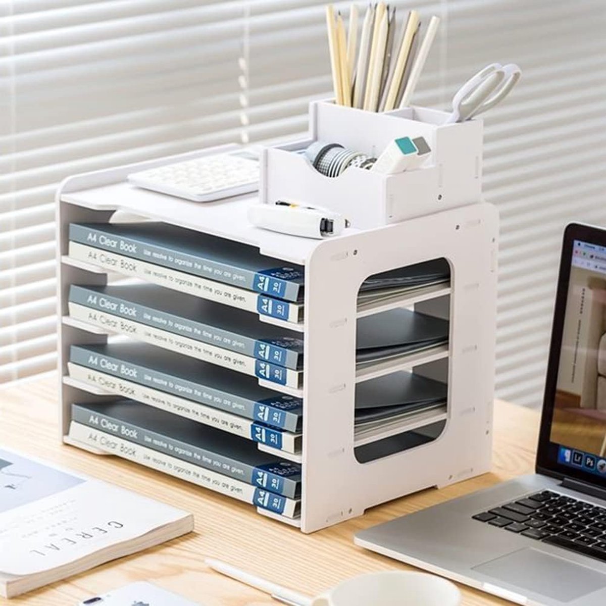 Brievenbakje, 5-traps bureau-organizer, stapelbare documentenhouder ...