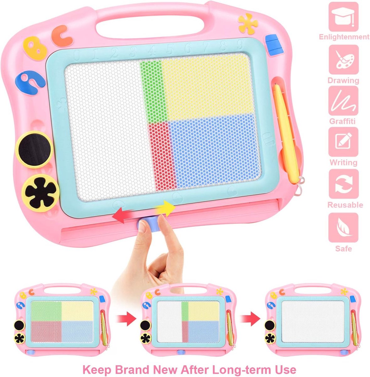 BOTC Tekenbord - Magnetisch - Kids Art - Kleuren Tekenbord - Roze | bol.com