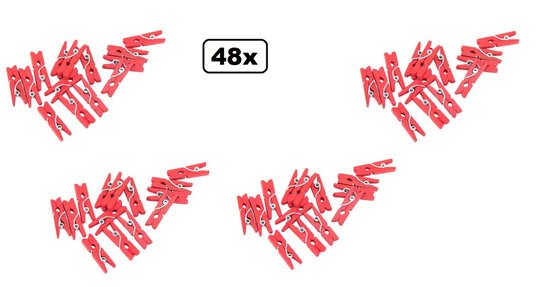48x Mini houten knijpers rood - Huwelijk themafeest kaart knijpers foto ...