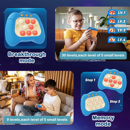 Pop It Game Blauw - 50 Levels - Fidget Toy - Pop it spel - TikTok trend ...