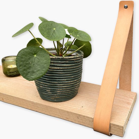 Leren plankdragers - Naturel - 6 stuks - Echt lederen planken dragers ...