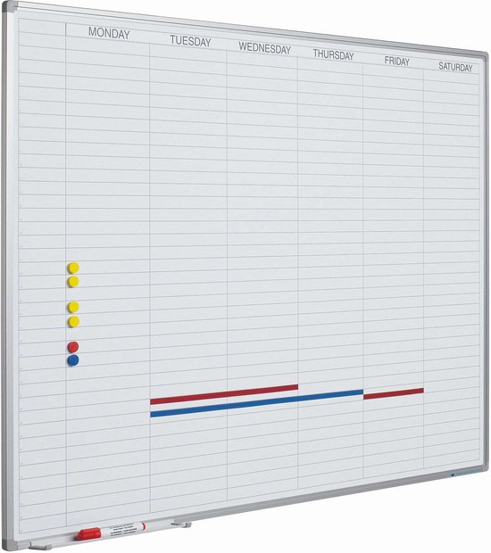 Whiteboard Deluxe - 90x120cm - Planbord - Geëmailleerd staal ...