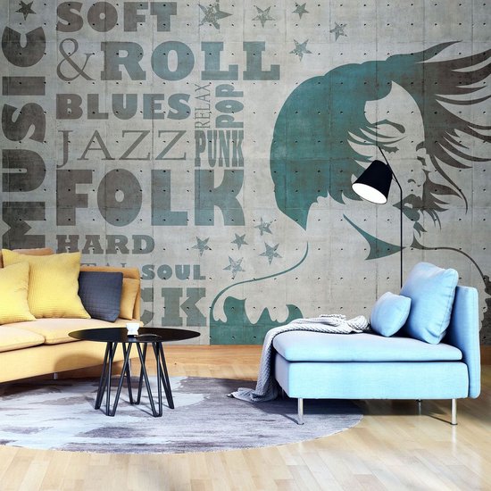 Fotobehang - Vlies Behang - Muziek - Metalen Bord - Muziekbord - Café ...