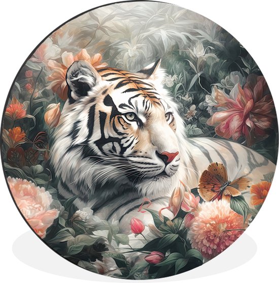WallCircle - Wandcirkel - Muurcirkel - Tijger - Wilde dieren - Bloemen - Jungle -... | bol