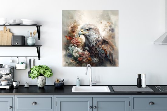 Muurstickers - Sticker Folie - Arend - Adelaar - Vogel - Bloemen ...