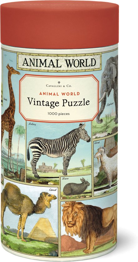 Vintage Puzzel Animal World - 1000 stukjes - Cavallini & Co - Legpuzzel ...