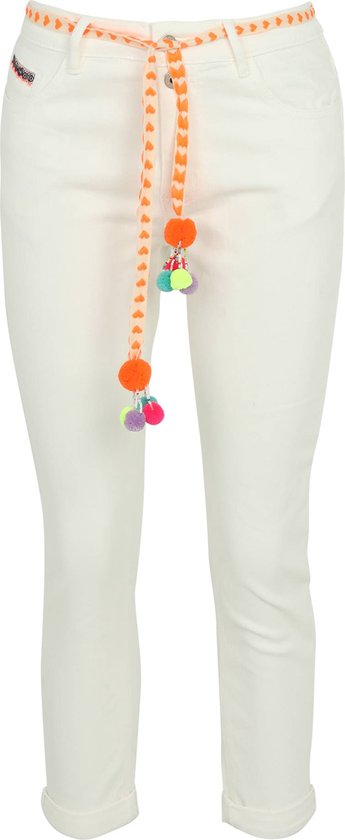 Cassis Effen slim broek met 2 knopen en riem met pompons | bol.com