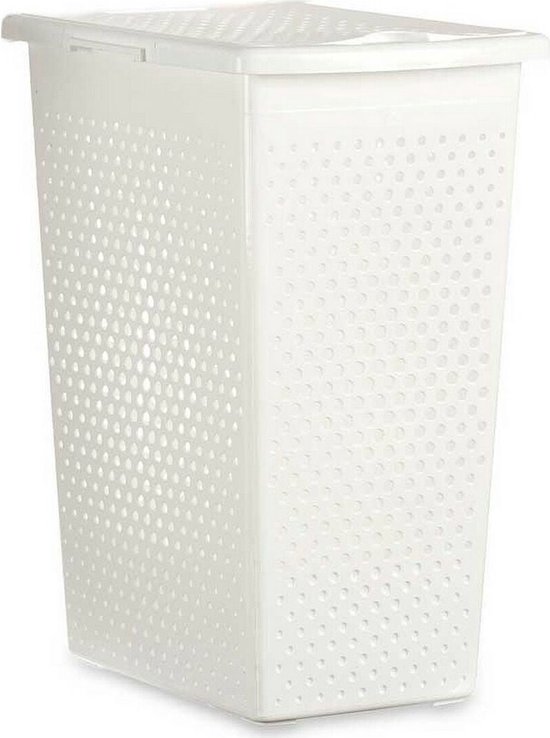 Wasmand Met Deksel Wit Plastic 38 L (27 x 49,5 x 38,5 cm) | bol