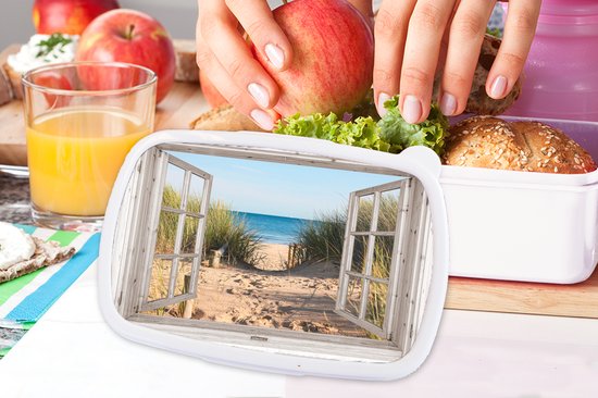 Broodtrommel Wit - Lunchbox - Brooddoos - Doorkijk - Strand - Zee ...