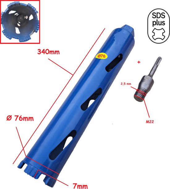 SDS-PLus Adapter aansluiting met Boorbit voor nat- en droogboren ...