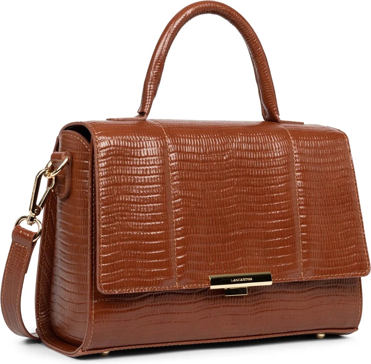 Handtas Lancaster Paris Exotic Trinity - Lizard - Cognac | bol.com