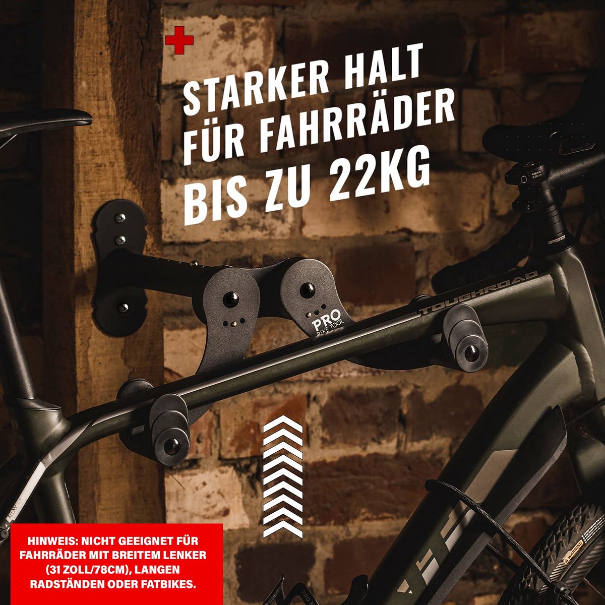 Pro-Bike Tool© Fiets muurbevestiging - horizontaal binnenopbergrek voor ...