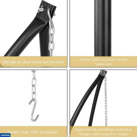 LooMar stalen frame geschikt voor schommelstoel - bokszak - hangstoel frame -... | bol.com