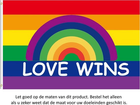 Pride Regenboog Love Wins Vlag 150x90CM - LGBT - Regenboog Vlag - Rainbow - Gay -... | bol