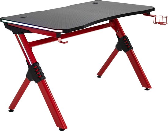 Multifunctioneel Gaming Bureau Vadde | Zwart Rood 120x65x75cm | bol.com
