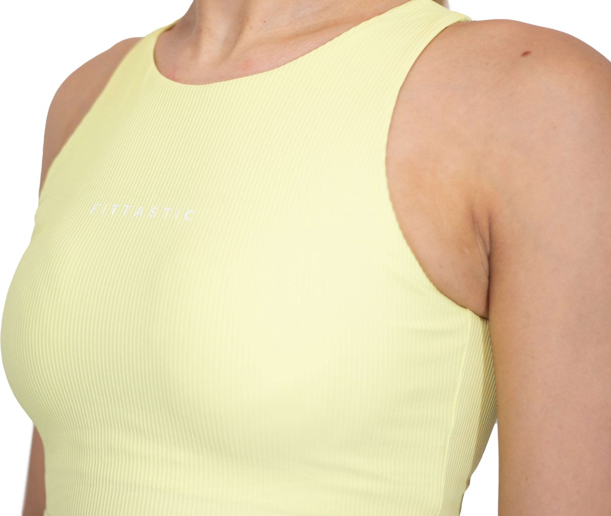 Fittastic Sportswear - Beige sportshirt dames - Sport crop top Beige ...
