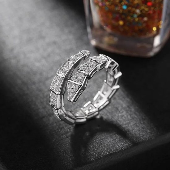 Soraro Slang Ring Dames | Zirkonia | Bangle | Zilver | Klemring ...