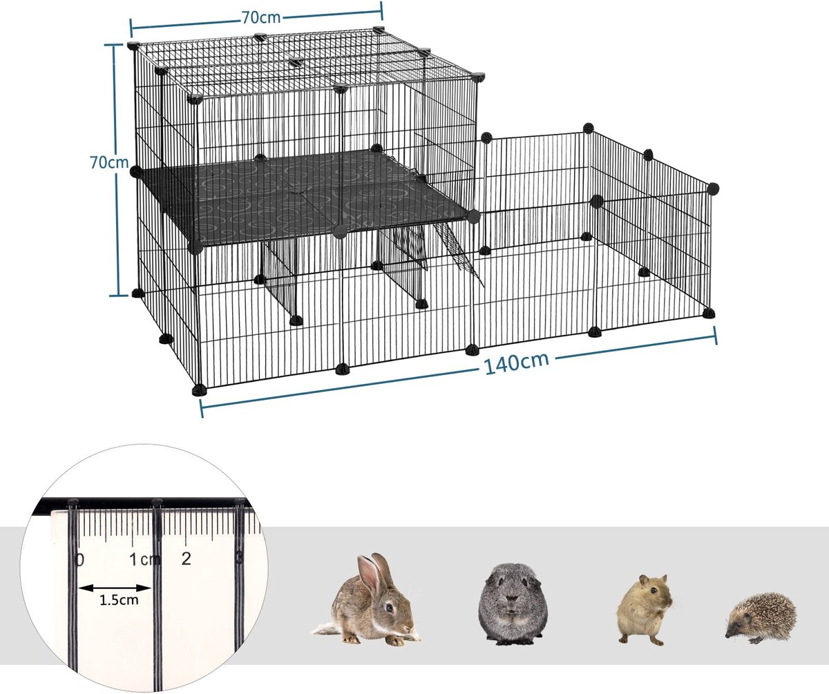Kamyra® Dierenren met Extra Verdieping - Voor Puppies, Kittens ...