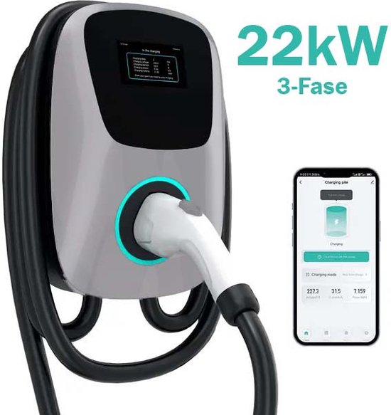 Proton® | Wallbox 3 fase 22kw | Type 2 | WiFi | Auto Laadpaal | 3 Fase ...