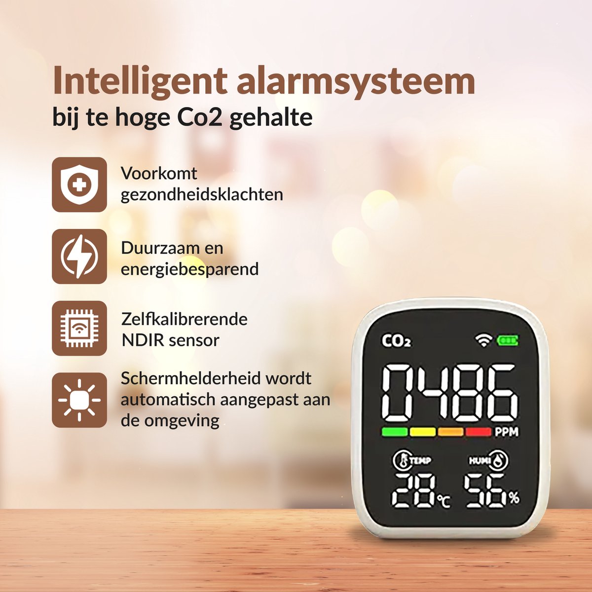 Co2 Meter - Co2 Melder met Smart App - Co2 Meter Binnen - Co Meter ...