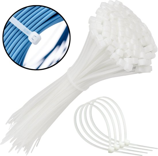 Polyamide kabelbinders, tie rips, witte kabelbinders, 200x3,6 mm / 100 stuks | bol.com