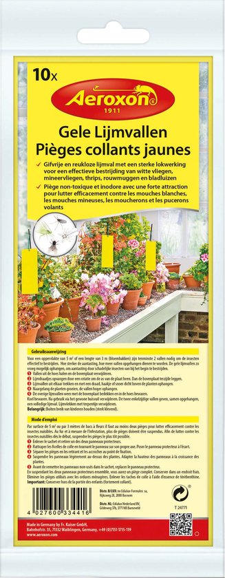 Edialux Gele lijmval 'Aeroxon' witte vliegen - set = 10 stuks | bol