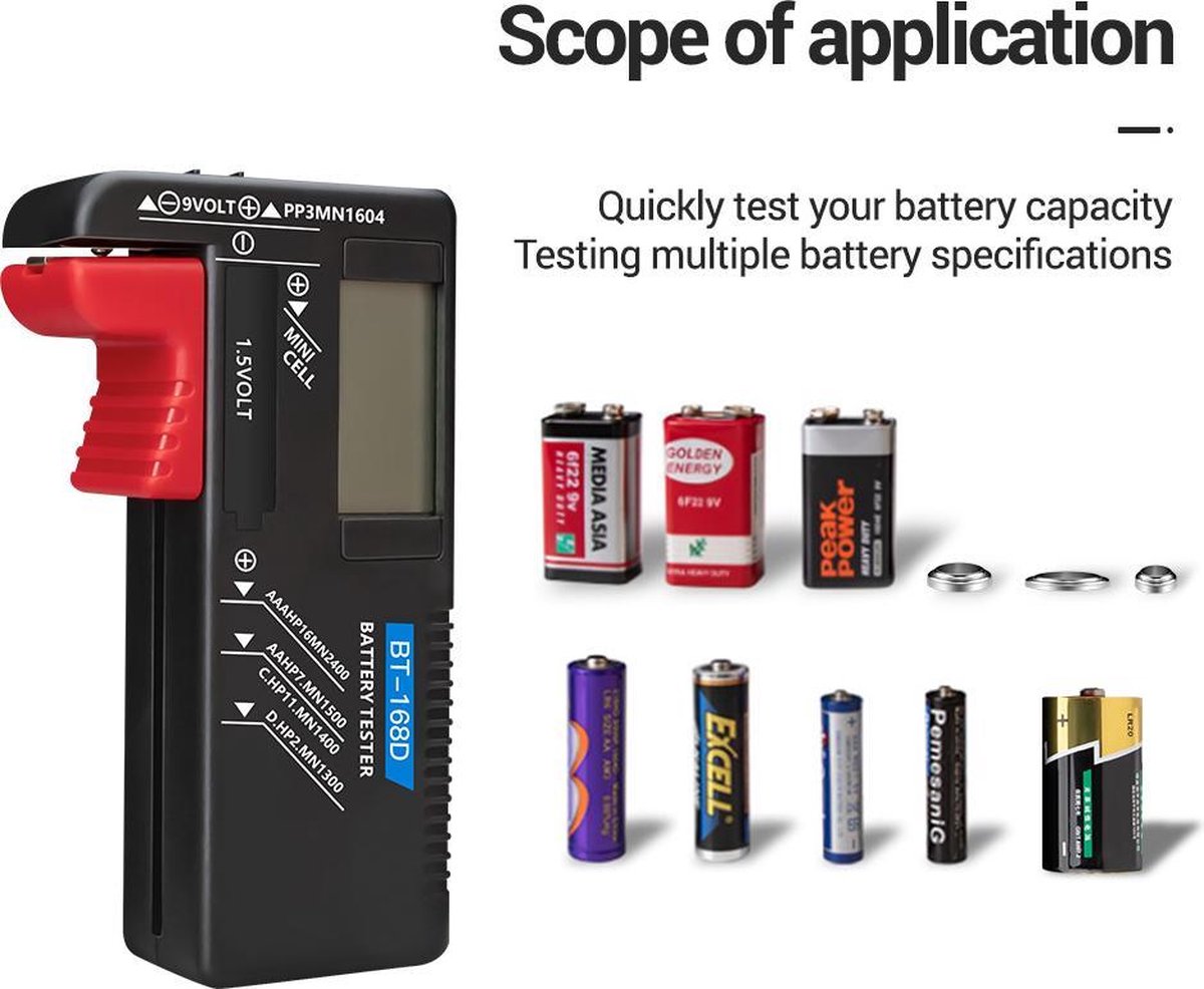 Digitale batterij tester - Battery tester - Batterij meter - Digitaal ...