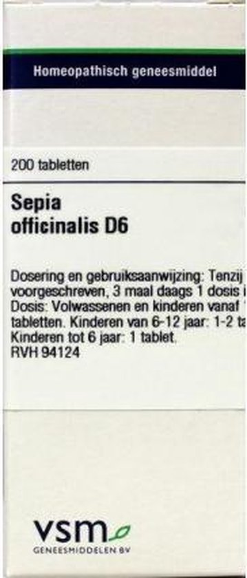 Vsm Sepia Officinalis D6 200 Tablets | bol
