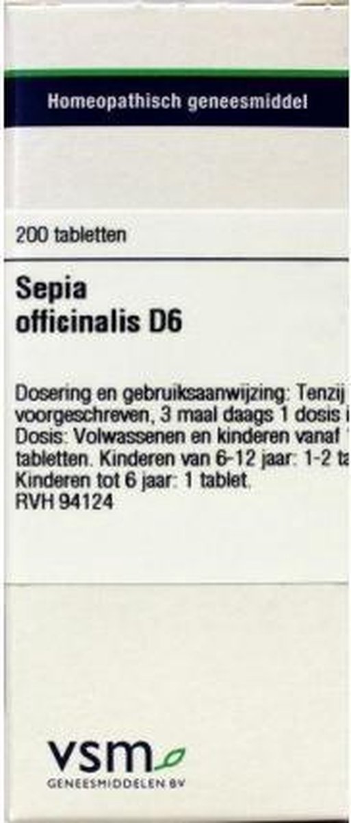 Vsm Sepia Officinalis D6 200 Tablets | bol.com