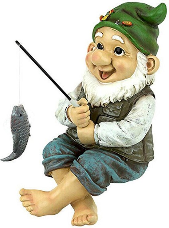 Tuin kabouter voor buiten met hengel en vissend - 15 CM | bol