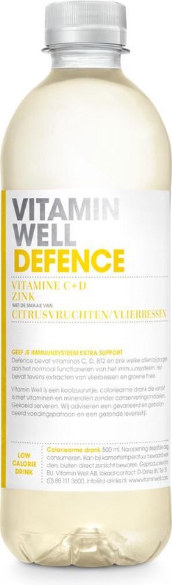 Vitamin Well Defence Citrus/Elderflower 500ml - 12 Stuks Voordeelpakket ...