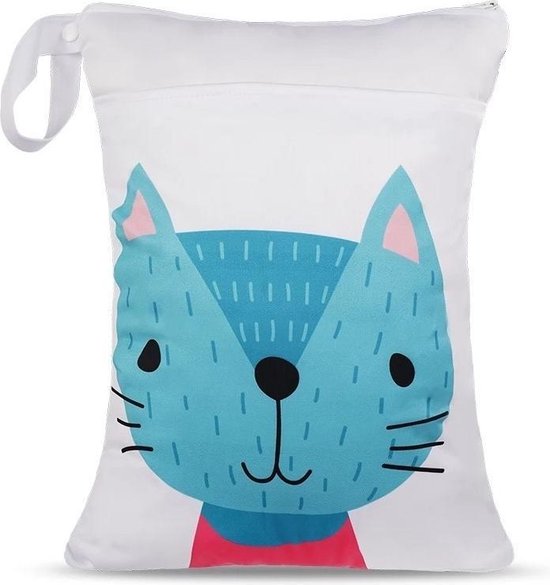 BonBini's® wetbag voor luiers - Blue Cat 30 x 40 cm - dubbele ...