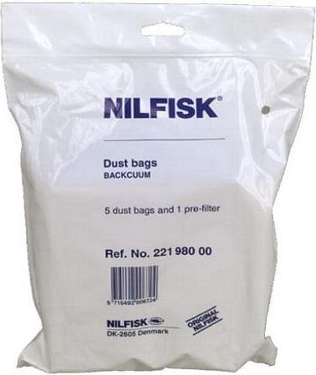 NILFISK - STOFZUIGERZAK NILFISK BACKUUM 5 STUKS + FILTER - 22198000 ...