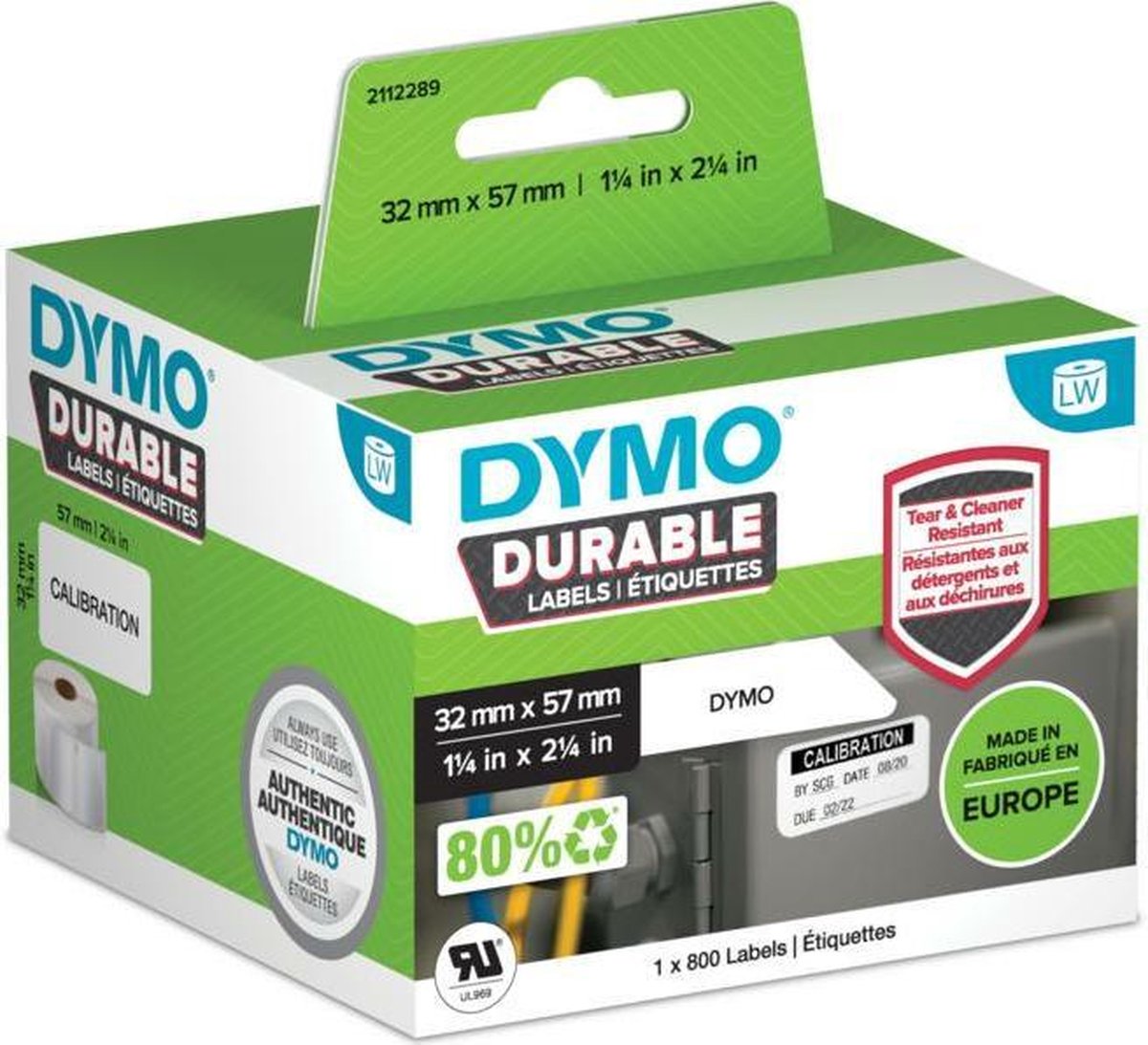 DYMO originele duurzame LabelWriter labels | 57 mm x 32 mm | Witte Poly ...