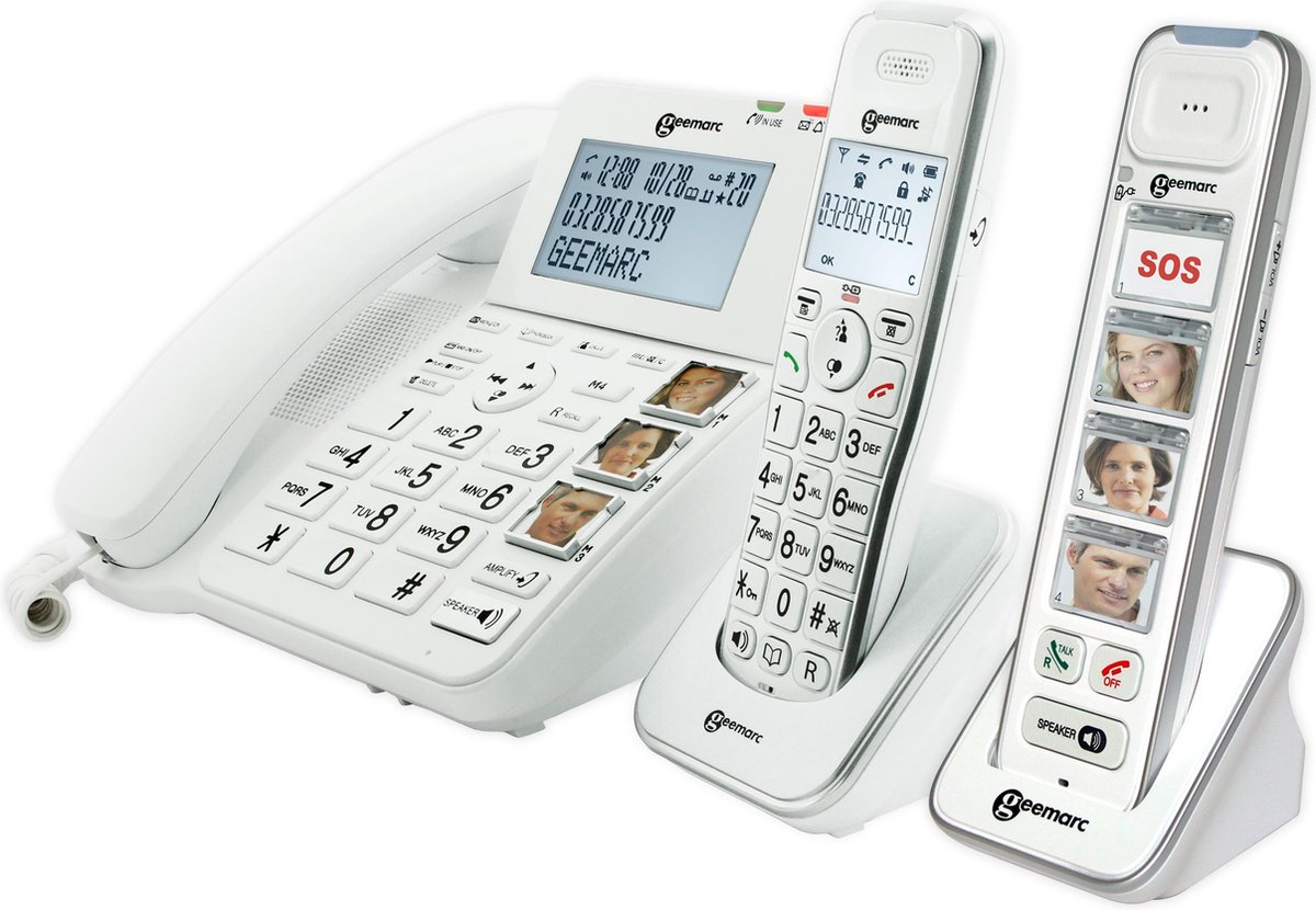 GEEMARC 295 Senior Pack: Vaste Telefoon met 3 FOTO-TOETSEN + Draadloze telefoon +... | bol.com