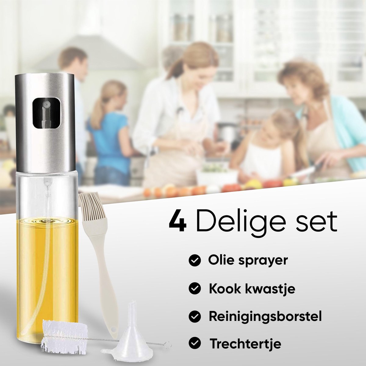 RVS Olijfolie Sprayer Met Accessoires – Cooking spray – Bakspray – Olie ...