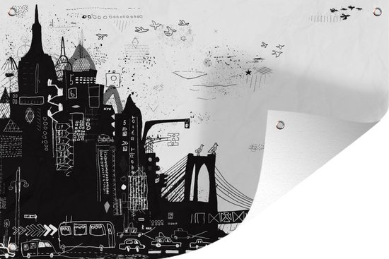 Tuinposter 120x80 cm - Tuindecoratie New York - Tekenen - Pictogrammen ...