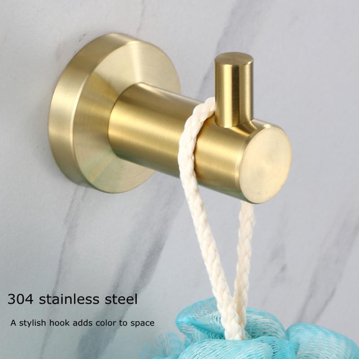 Ponsvrije 304 roestvrijstalen haak- Geborstelde Kapstok Badjas Handdoek ...